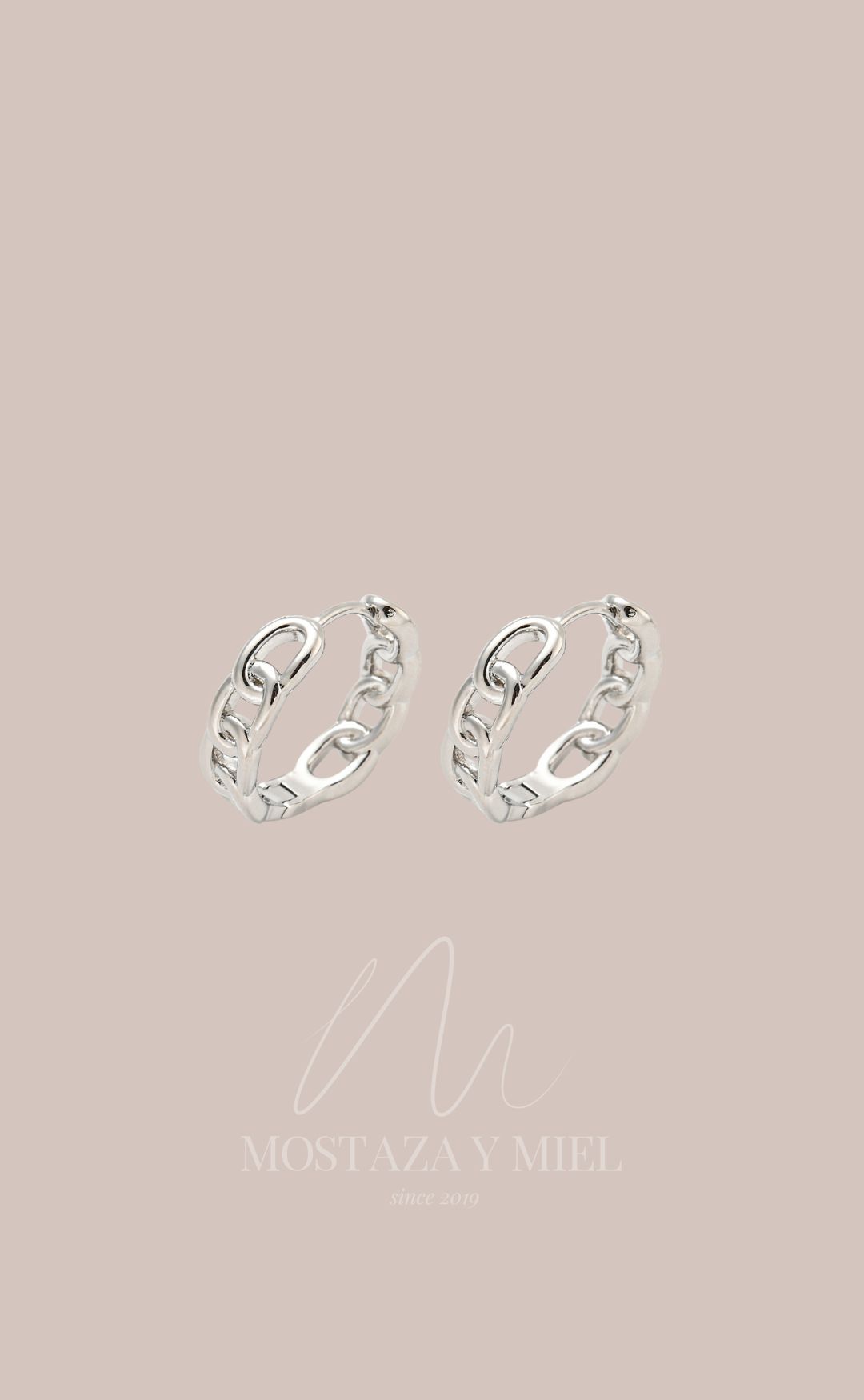 Hoops Chain Silver - Mostaza y Miel